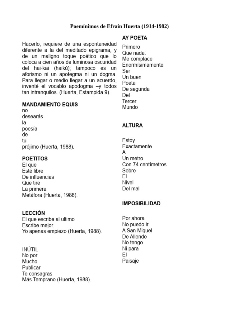 Poemínimos de Efraín Huerta | PDF