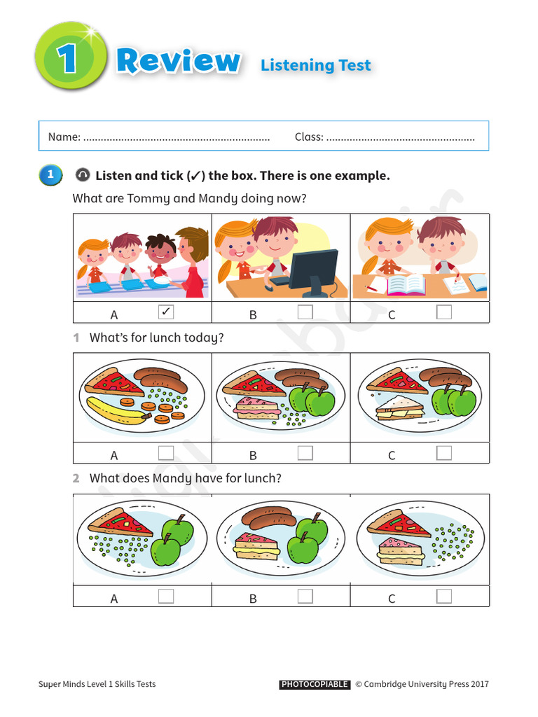 Listening Test for Super Minds Level 1 | PDF