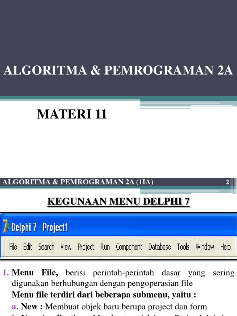 Algoritma Pemrograman 2A (1IA) - Materi 11 | PDF
