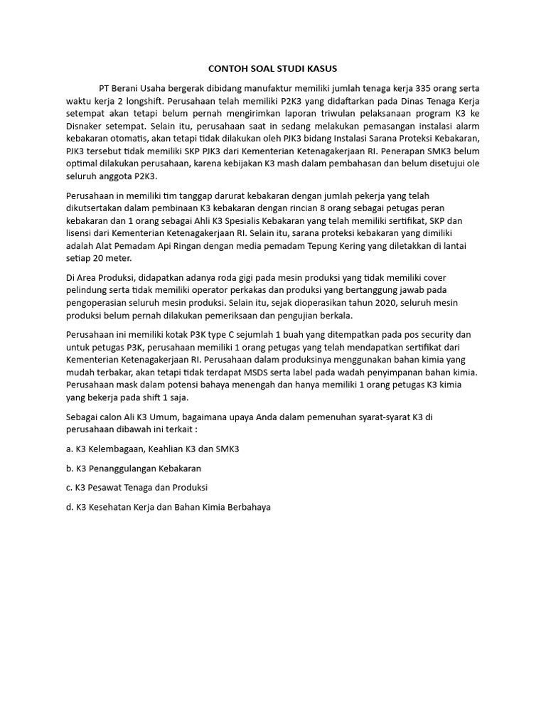 Contoh Soal Studi Kasus | PDF Contoh Soal Studi Kasus | PDF