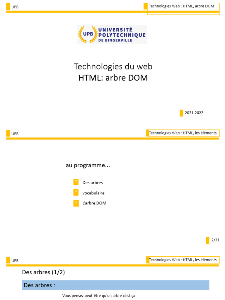 4 - Technologies Du Web 1 CHAPITRE 3 - Arbre DOM | PDF | Modèle d'objet de document | Html