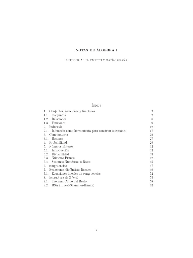 Notas de Algebra I (Mas Completas) - Ariel Pacetti & Matias Graña | PDF | Conjunto (Matemáticas ...