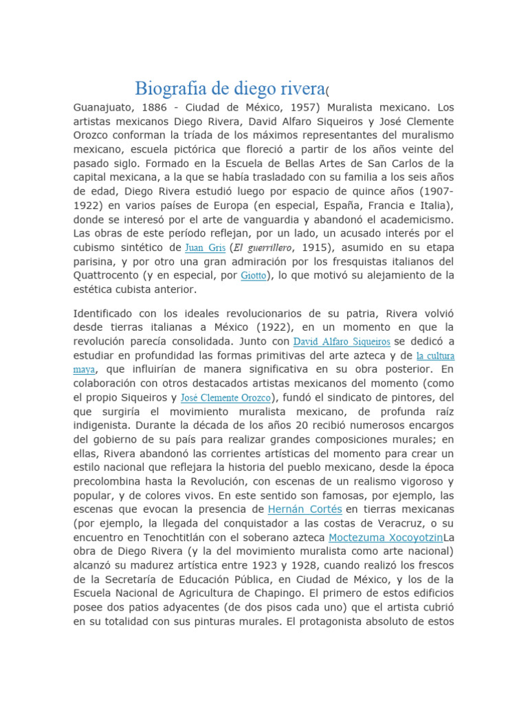 Biografia de Diego Rivera | PDF | México
