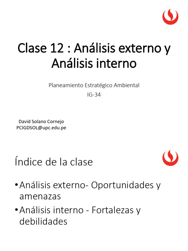 Clases 12 - Analisis Externo e Interno | Descargar gratis PDF | Business | Marketing