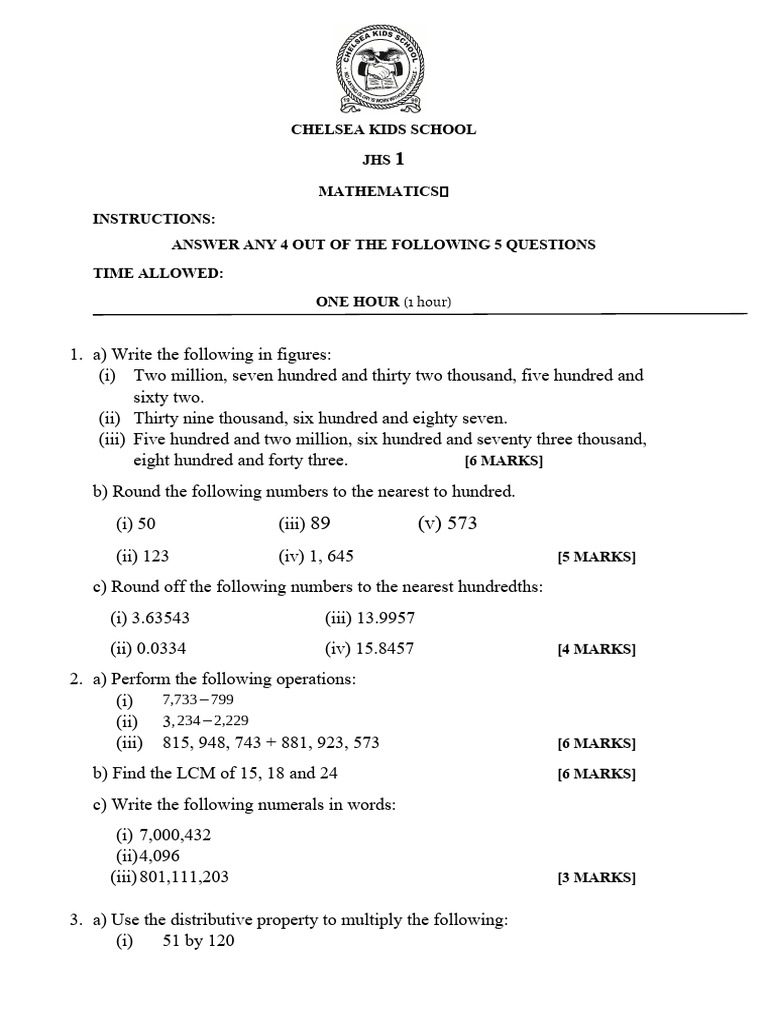 Form 1 Mathquizz | PDF | Mathematics | Number Theory