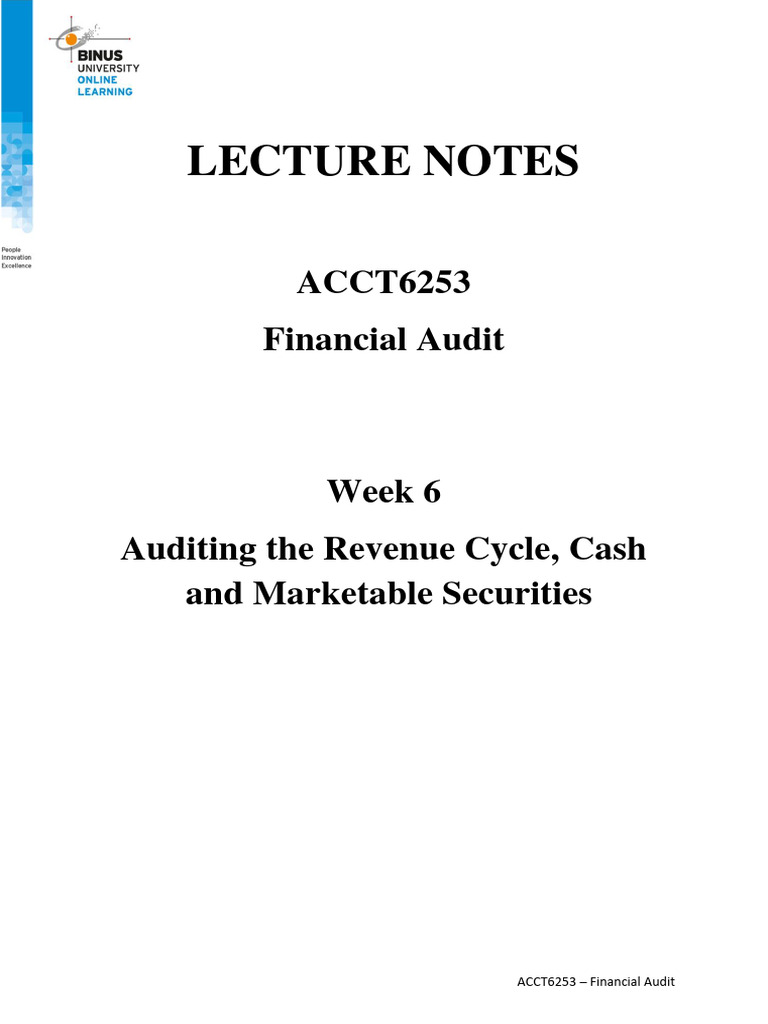 LN6-Auditing The Revenue Cycle, Cash and Marketable Securities | PDF ...