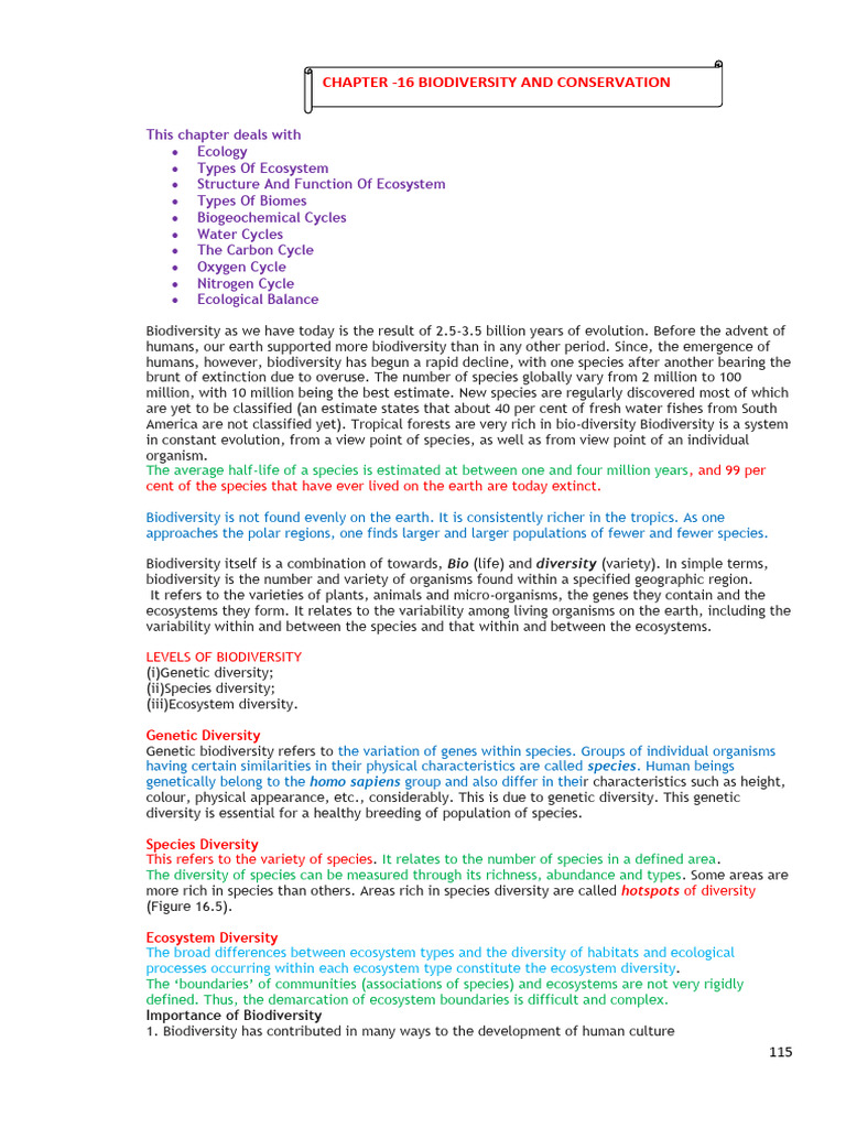 Biodiversity & Ecosystem Overview | PDF | Biodiversity | Ecosystem