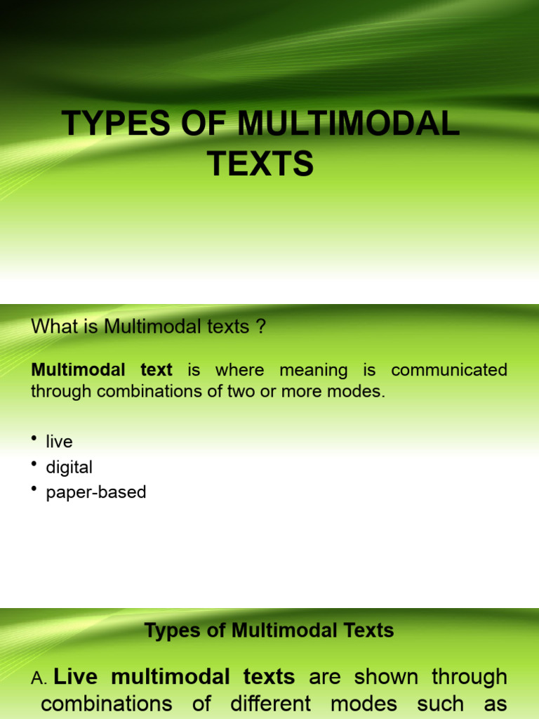 Types of Multimodal Texts C | PDF