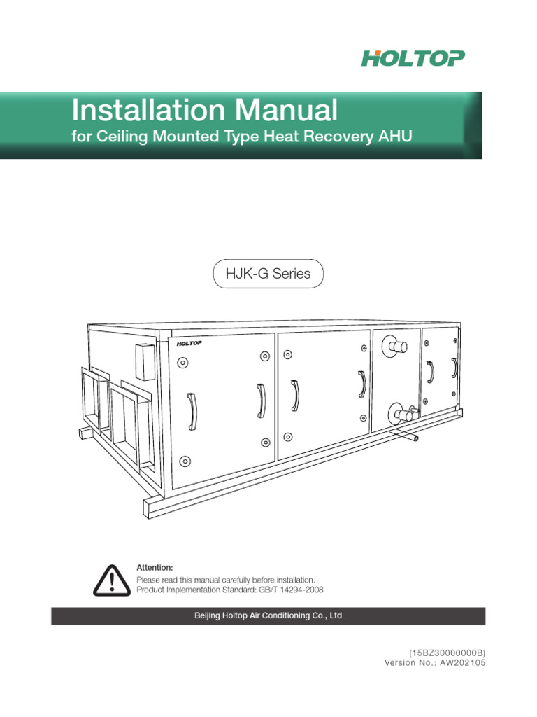 User Manual-HJK-G Series-Holtop | PDF | Duct (Flow) | Manufactured Goods