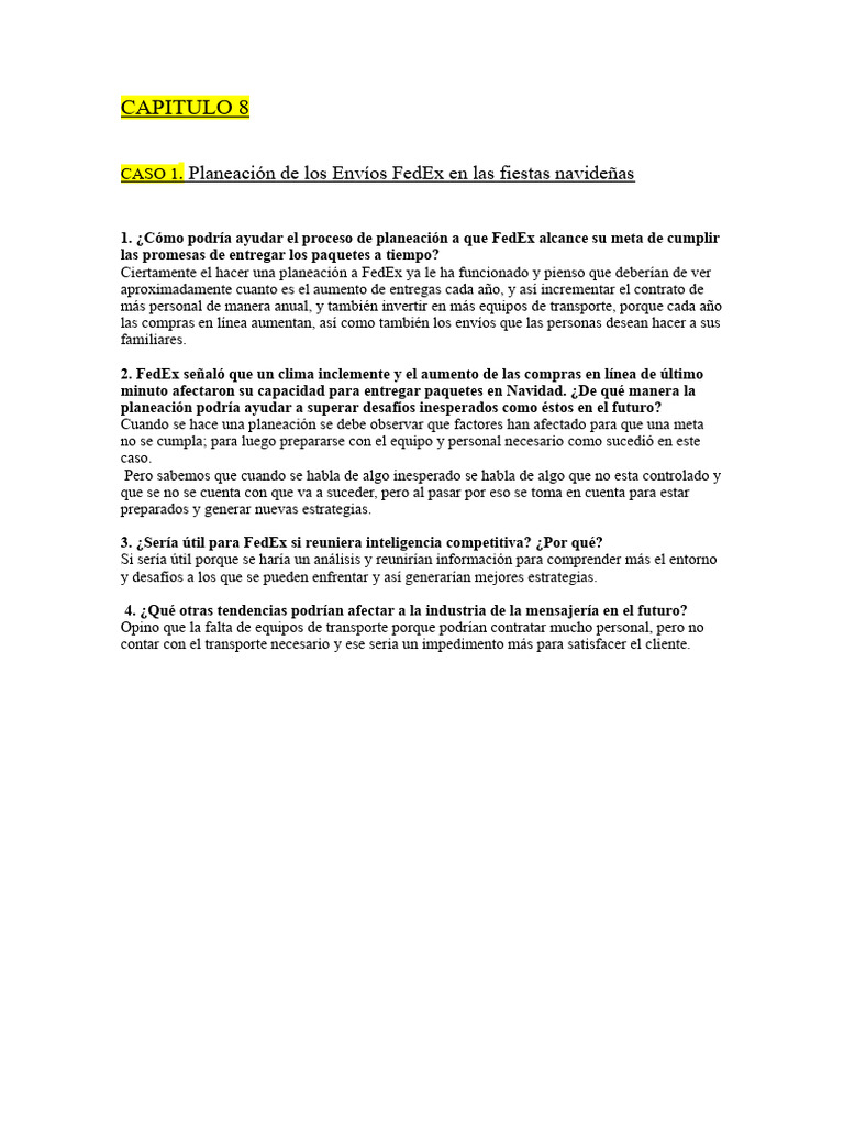 Casos 1 y 2 CAPITULO 8 | PDF | Planificación | Business