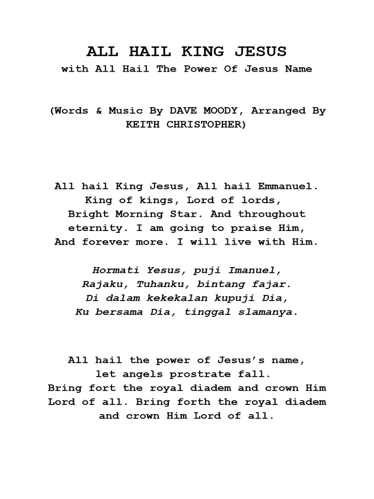 All Hail King Jesus Lyrics | PDF