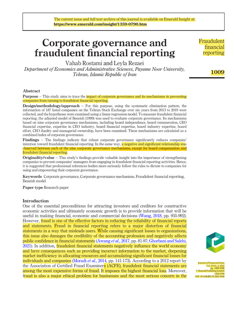 Article 1 - Corporate Governance and Financial Reporting | PDF ...