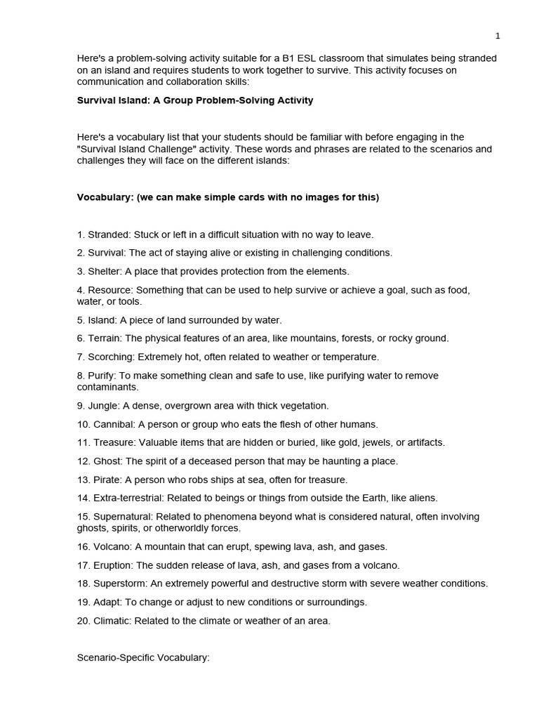 Survival Island | PDF | Dice | Volcano