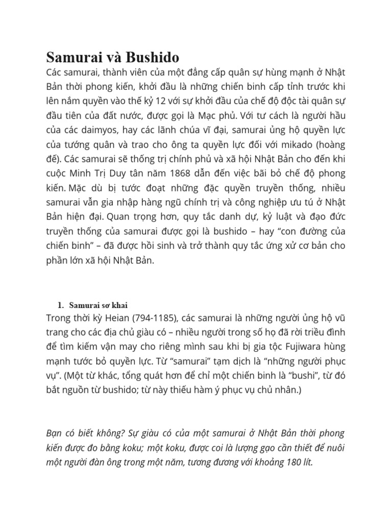 Samurai Và Bushido | PDF