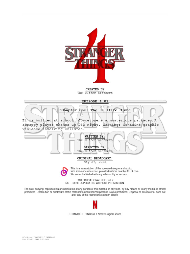 Stranger Things Transcript | PDF