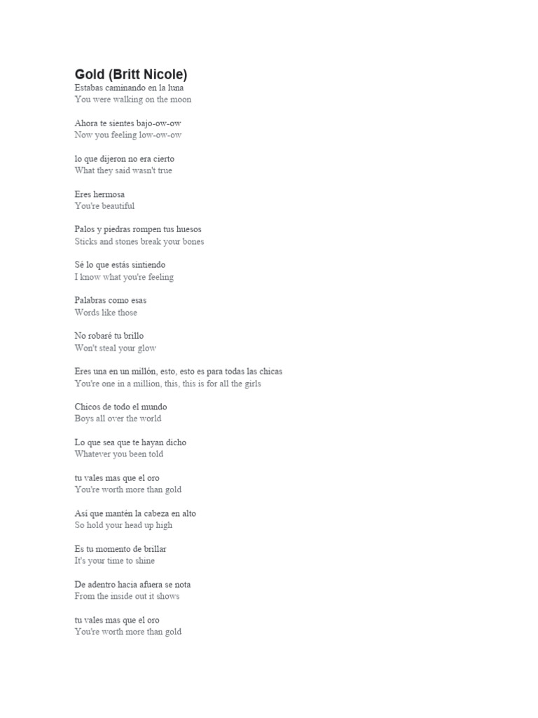 Gold de Britt Nicole (Tutoria) | PDF | Música grabada