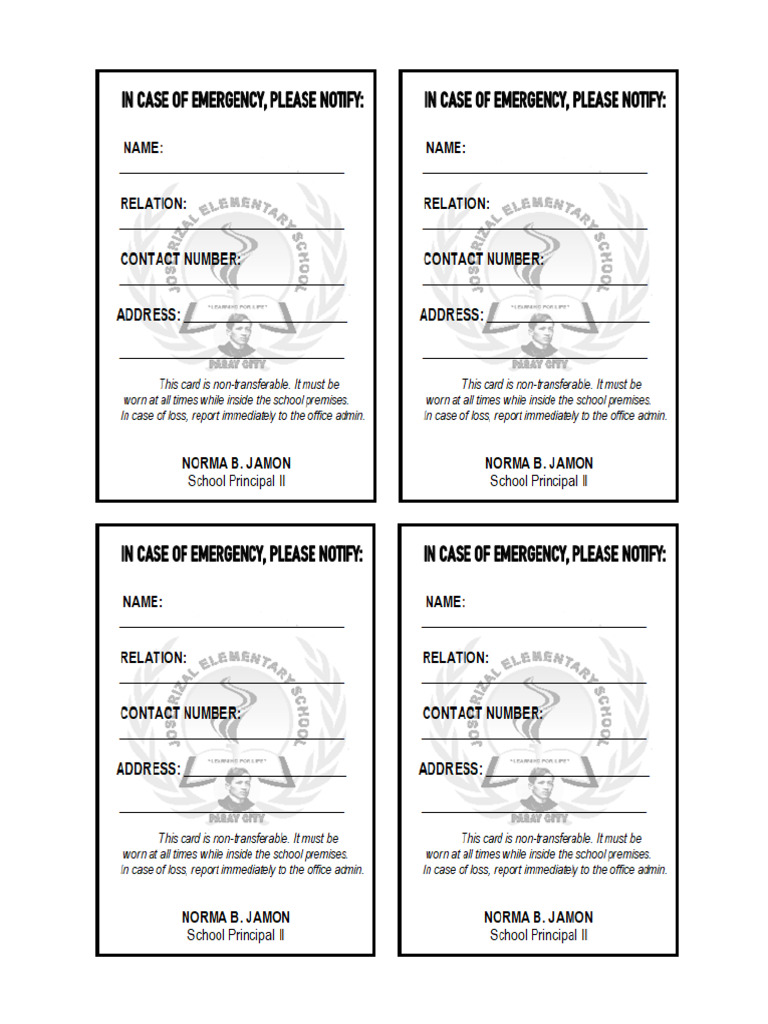 Id Template Grade 3 | PDF