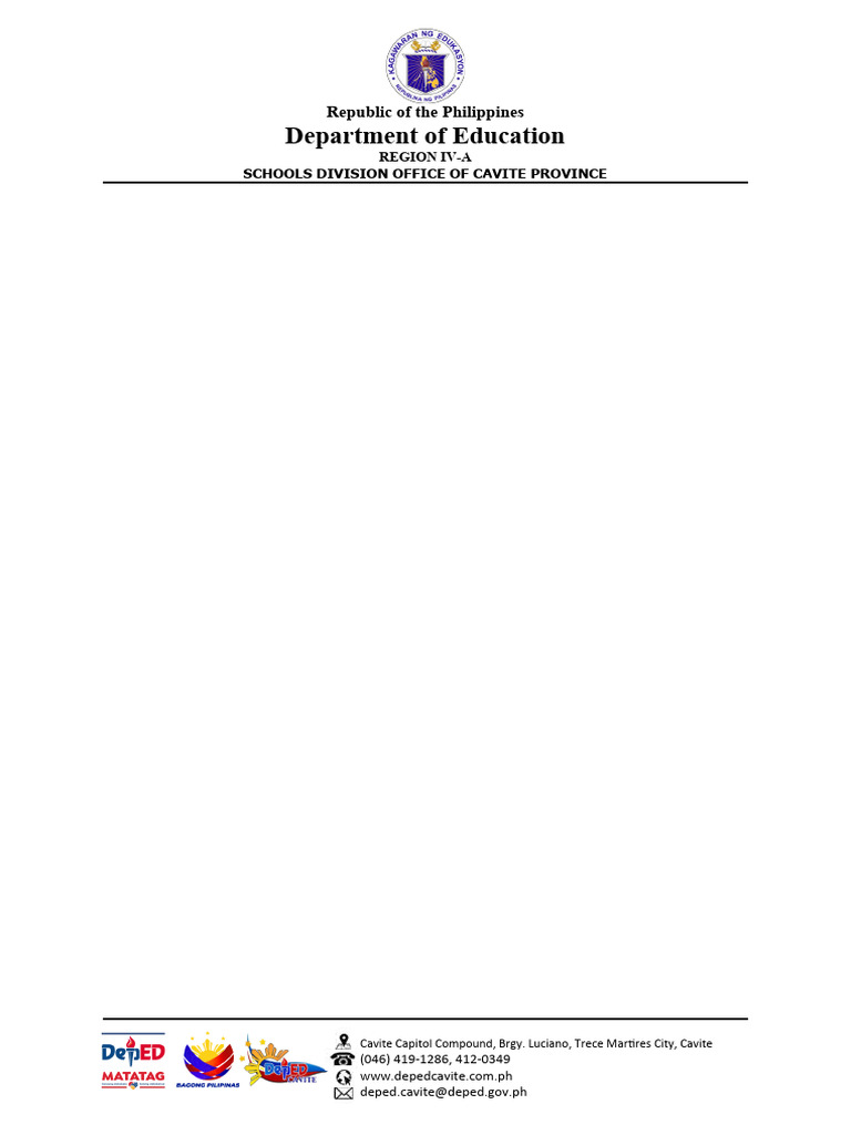 DepED Cavite Official Letterhead September 2023 | PDF
