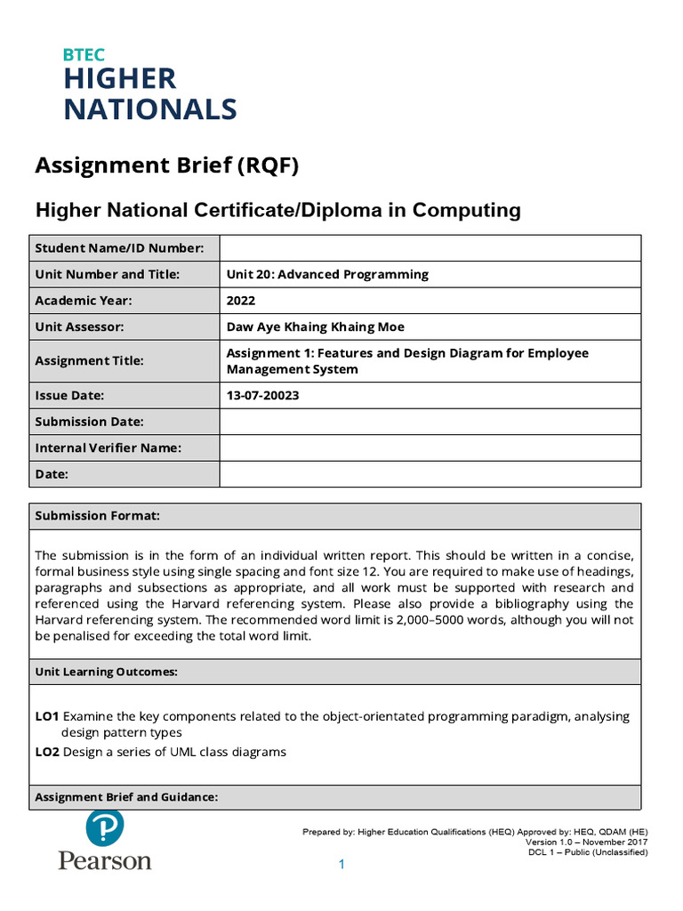 Advanced Programming Ass 1 Pdf Information Technology Object Oriented Programming 