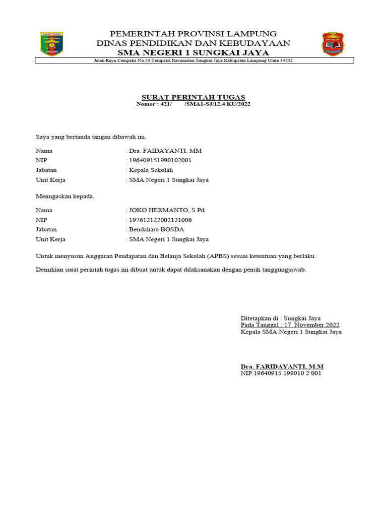 Surat Perintah Penyusunan Rapbs Bosda | PDF