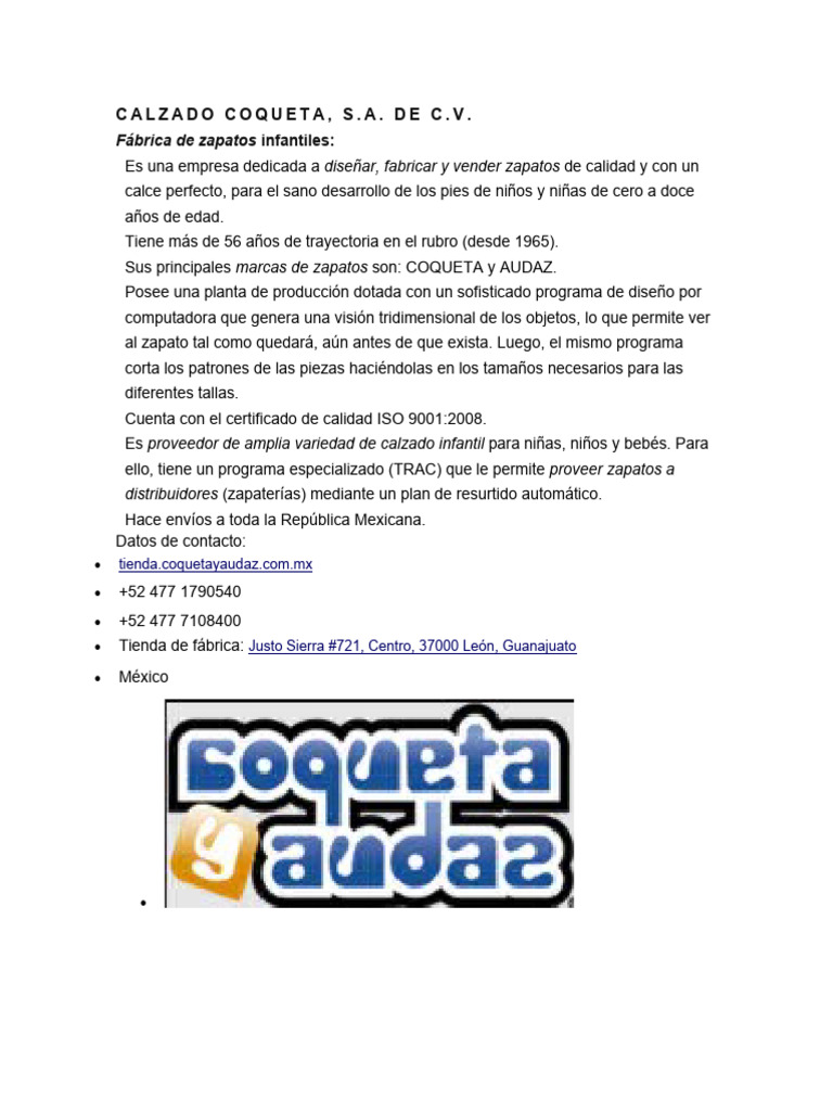 Calzado Coqueta | PDF | Negocios
