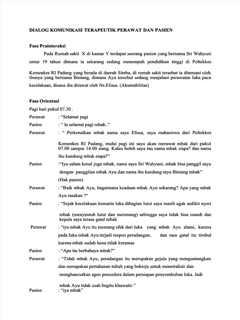 PDF Dialog Komunikasi Terapeutik Perawat Dan Pasien Compress | PDF