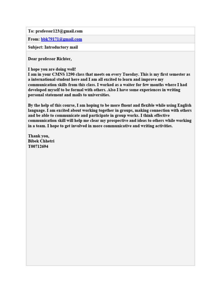 Introductory Email to Professor Richter | PDF