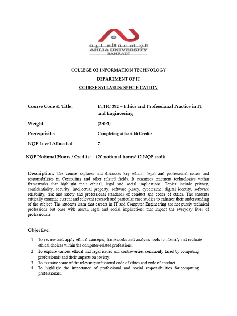 Bsit Course Syllabus 2021.14.07 | PDF | Computer Programming | Critical ...