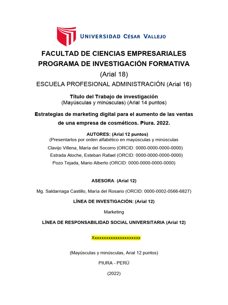 Modelo Trabajo de Investigación | PDF | Metodología de encuesta | Muestreo (Estadísticas)