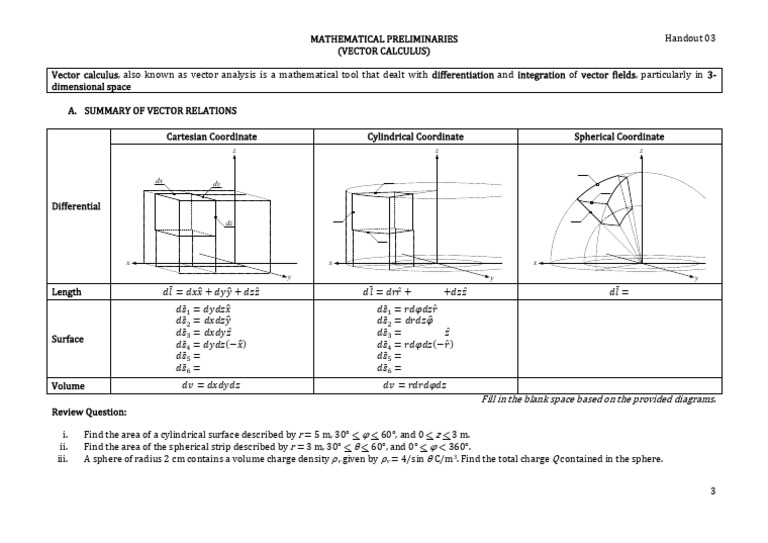 03 Mathematical Preliminaries Vector Calculus | PDF | Integral | Vector ...