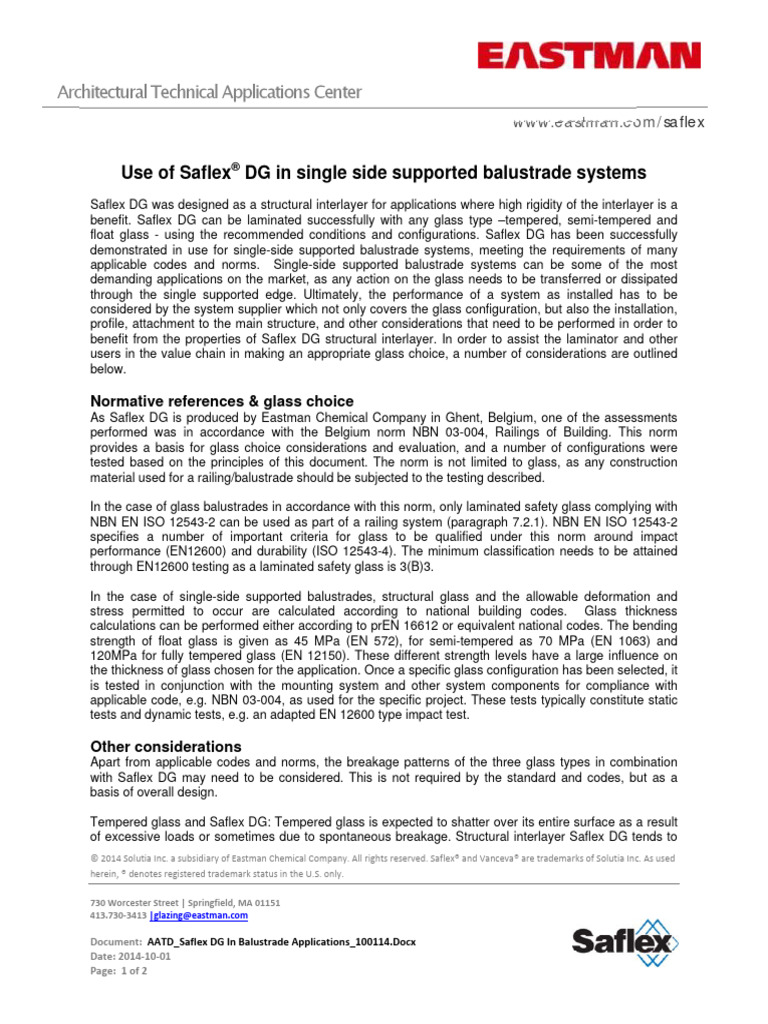 Aatd Saflex DG in Balustrade Applications 100114 | PDF | Building ...