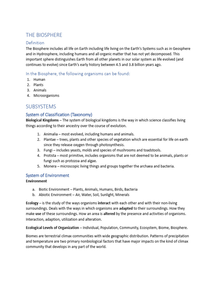 Chapter 2.1 the Biosphere and Its Environmental Issues | PDF | Biodiversity | Food Web