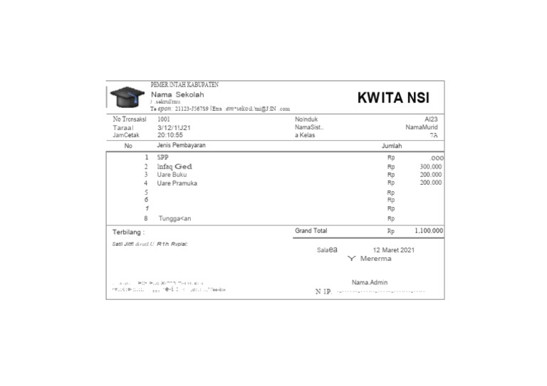 Contoh Kwitansi SPP | PDF