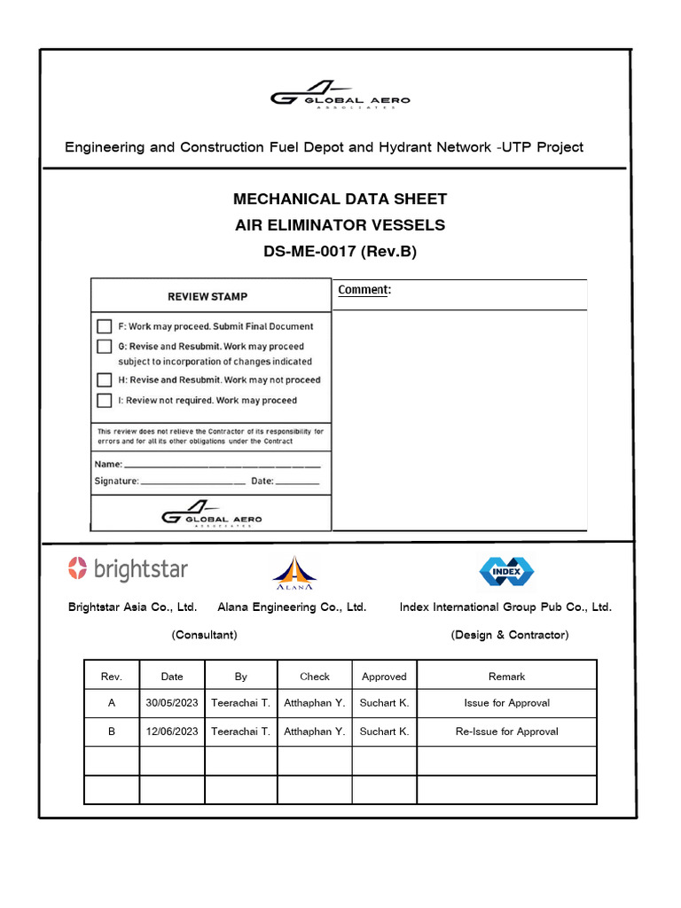 Ds-Me-0017 - Mechanical Data Sheet For Air Elimnator Vessels (Rev.b ...