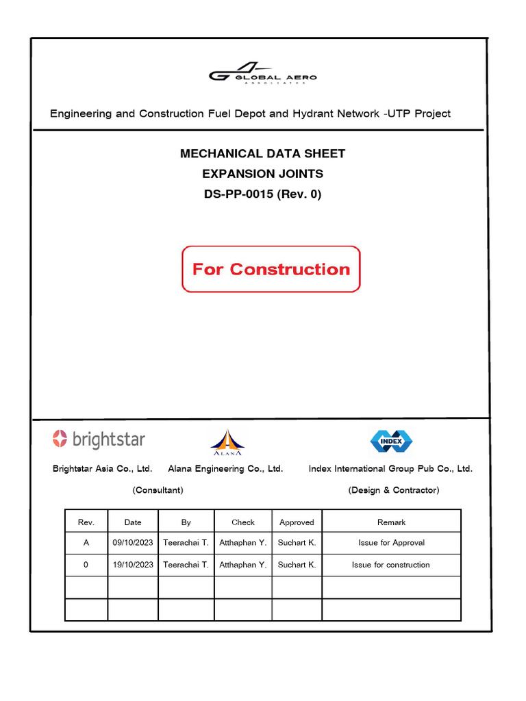 Ds-pp-0015 - Data Sheet For Expansion Joint (Rev.0) | PDF | Pump | Viscosity