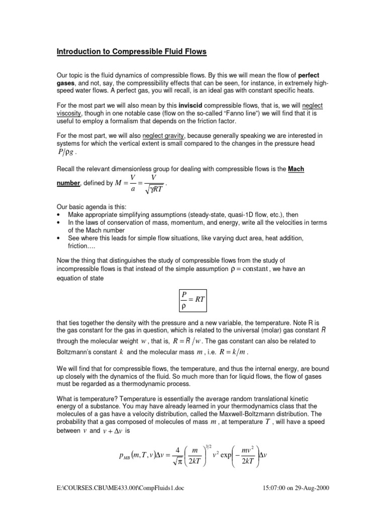 Introduction To Compressible Fluid Flows | PDF | Fluid Dynamics | Gases