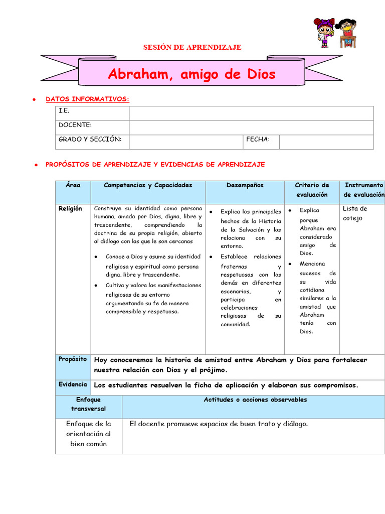 E5 S2 Sesion D5 Religión Abraham Amigo de Dios | Descargar gratis PDF | Abrahán | Dios