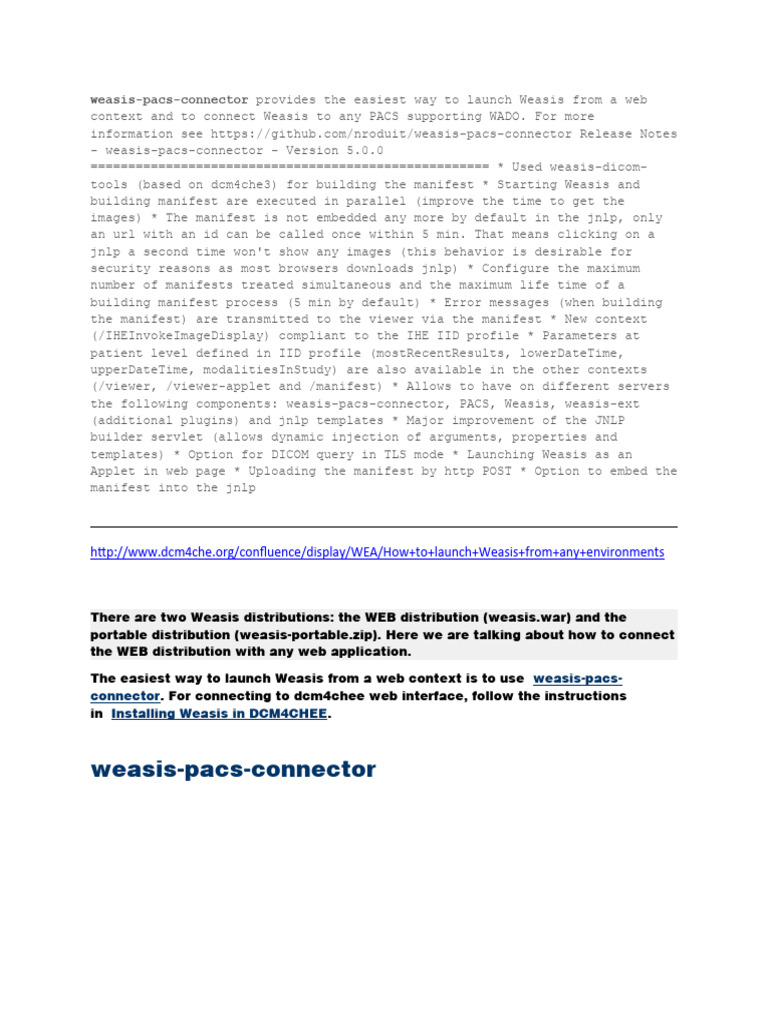 Weasis PACS Connector Overview | PDF | Networking | Internet & Web