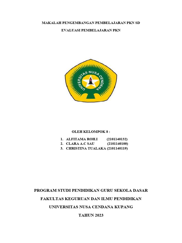 Evaluasi Pembelajaran PKN SD. | PDF