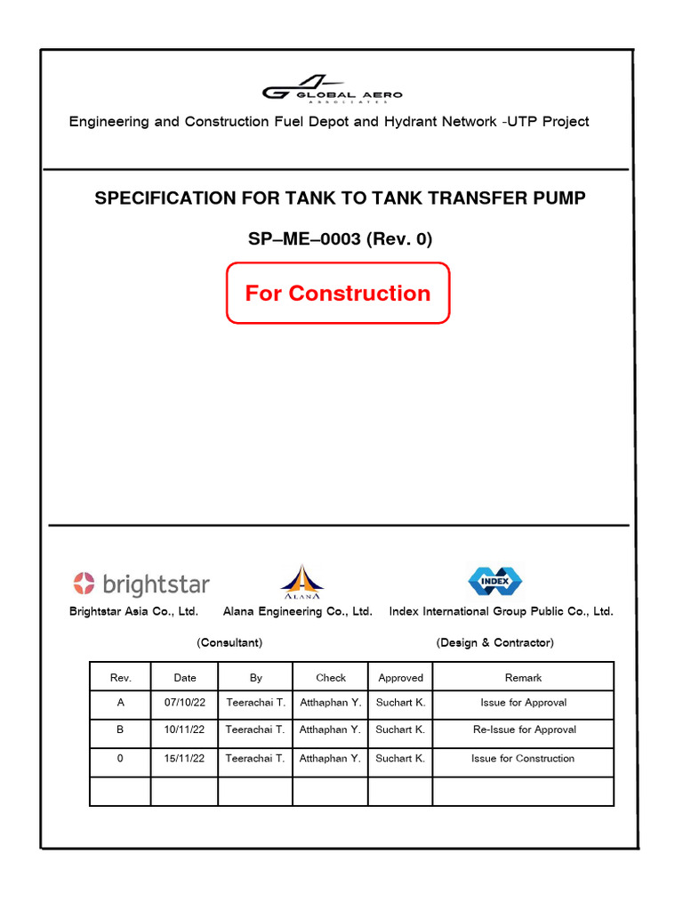 Specification For Tank To Tank Transfer Pump (Rev.0) - (P-1501 ...