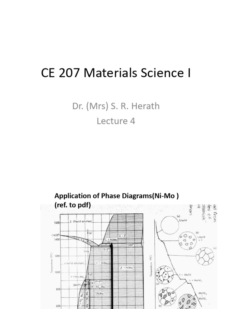 CE 207 Materials Science I Lecture 4-5 Applications of Phase Diagrams ...