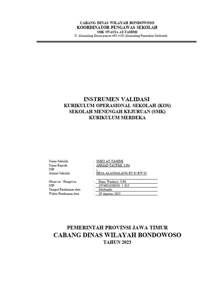 Validasi Kosp Revisi | PDF