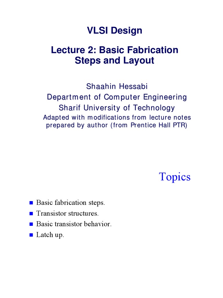 VLSI Design Lecture 2: Basic Fabrication Steps and Layout | Download Free PDF | Field Effect ...