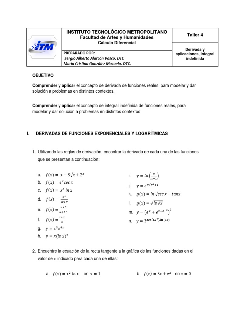 Taller 4 Cd Preparatorio Examen Final Pdf Velocidad Derivado