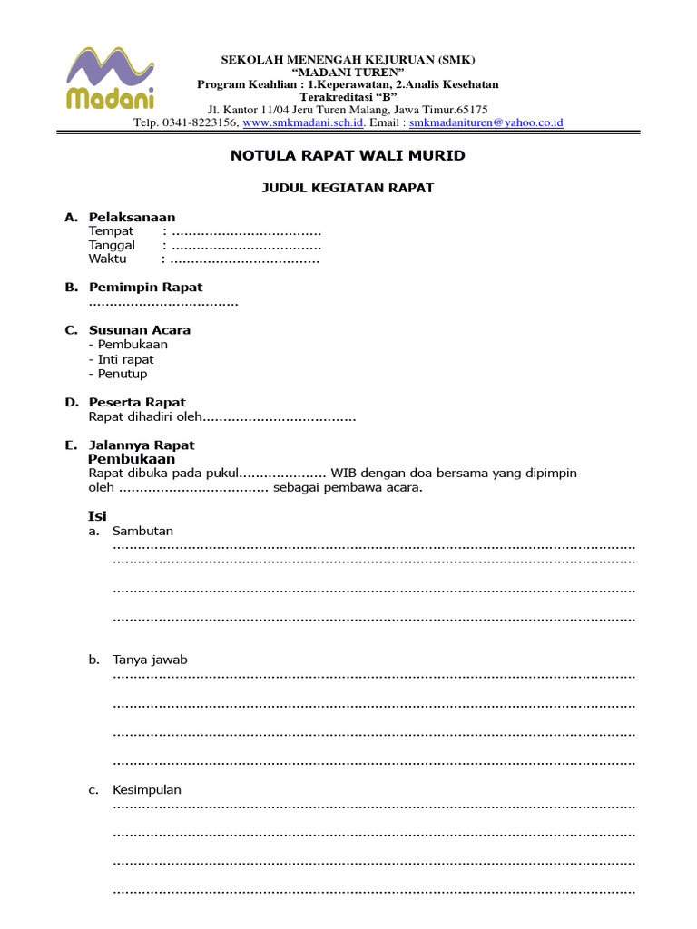 Notulen Rapat Wali Murid | PDF