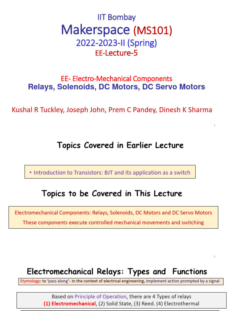 2023 MS101 EE Lec05 KT Electro Mech Ver Mar24 | PDF | Electric Motor ...