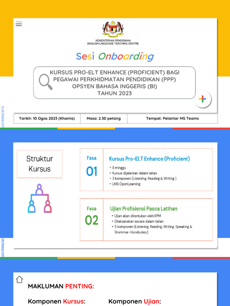 Pro-ELT Enhance (Online) Onboarding - Cohort 2023 | PDF