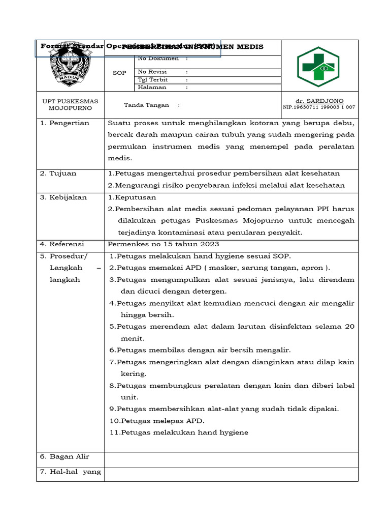 Sop Pembersihan Instrumen... | PDF