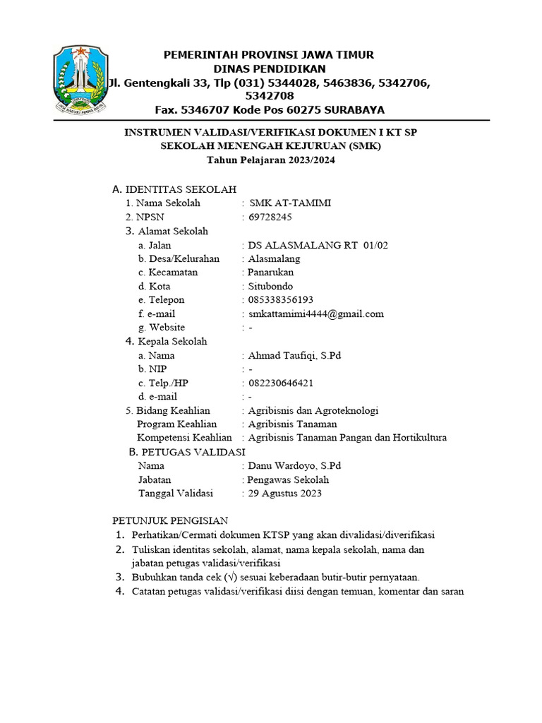 Validasi KTSP Tahun 2023 - 2024 | PDF | Bisnis | Seni