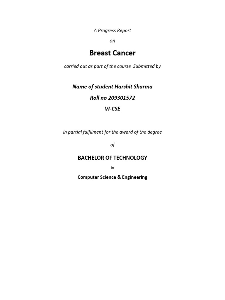 DSML PROJECT REPORt Harshit | PDF | Sensitivity And Specificity | Breast Cancer